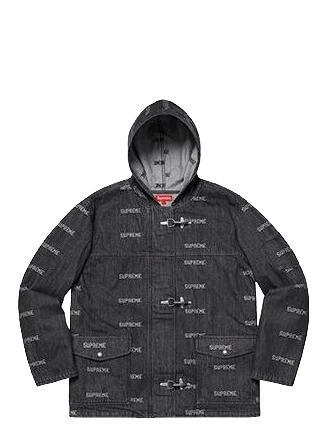 Supreme Ss19 Logo Denim Turnout Jacket - Black
