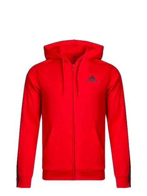 Adidas Logo Hooded Zipper Knit Jacket - Red