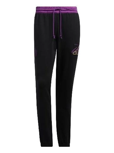 Adidas Dame 8 Inn Pnt Pattern Embroidered Loose Basketball Sports Pants/trousers/joggers Black - Multi-color