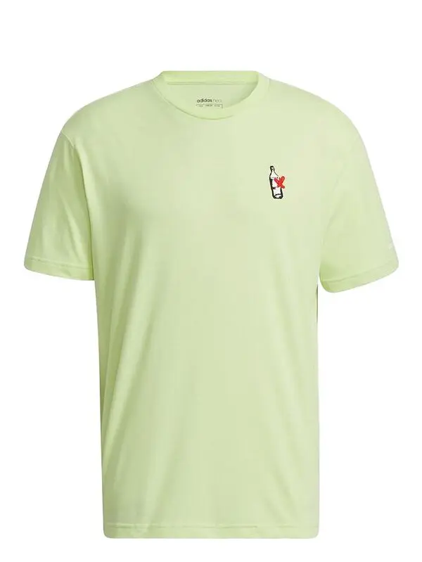 Adidas Neo July Tee 2 Printing Sports Loose Round Neck Short Sleeve - Yellow