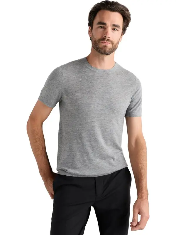 Quince 100% Superfine Mongolian Cashmere T-shirt - Heather Grey