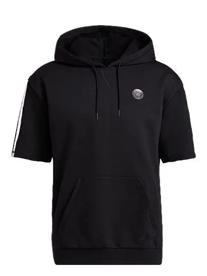 Adidas Dm Ss Hoodle Casual Breathable Basketball Hooded Sports Short Sleeve - Black