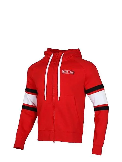 Nike Hooded Zip Jacket With Striped Sleeves - Red