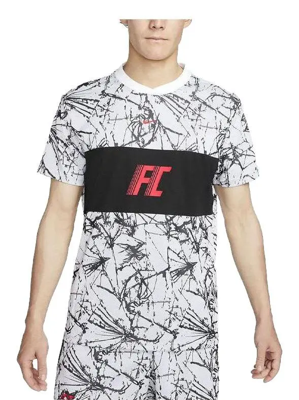 Nike Dri-fit F.c. Short Sleeve Soccer Jersey - White/black/white