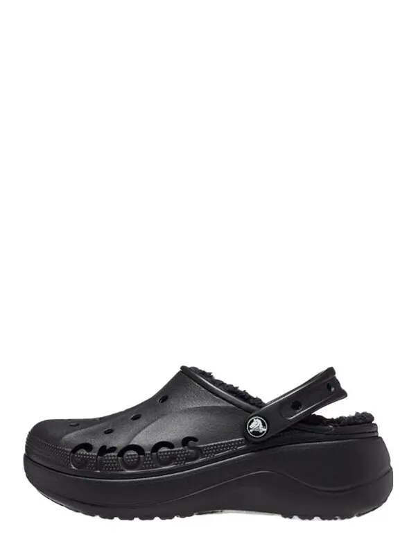 CROCS Baya Platform Lined Clogs - Black