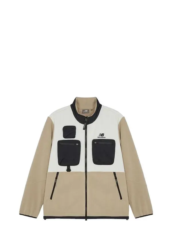 NEW BALANCE Colorblock Logo Fleece Jacket - Khaki