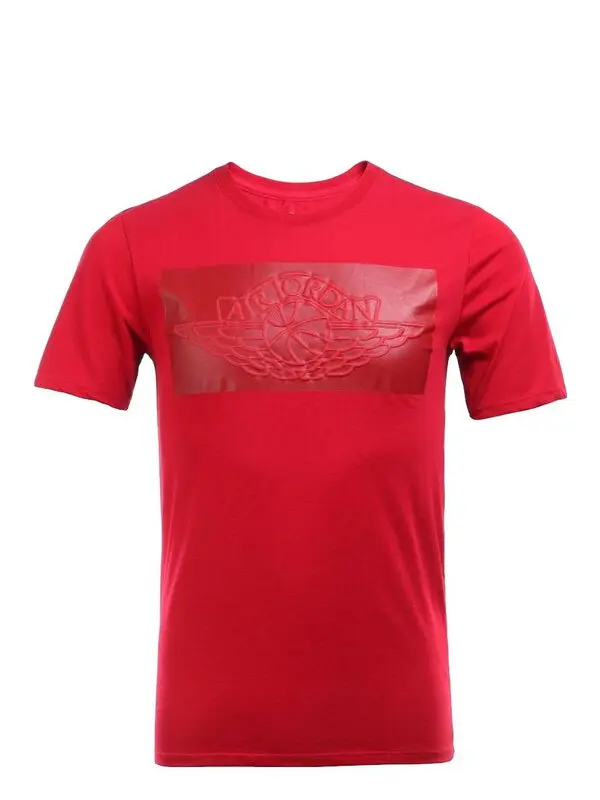 JORDAN Solid Color Logo Casual Round Neck Short Sleeve Red T-shirt - Default Color
