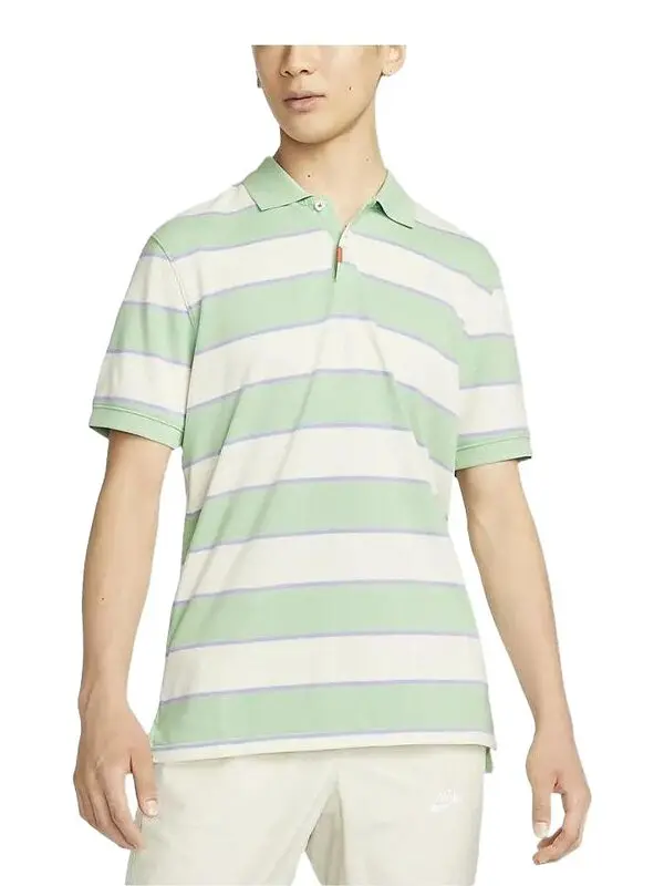 Nike Contrasting Colors Stripe Short Sleeve Green Polo Shirt - Default Color