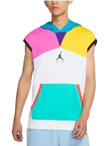 JORDAN Sleeveless Pullover Hoodie Vest - White