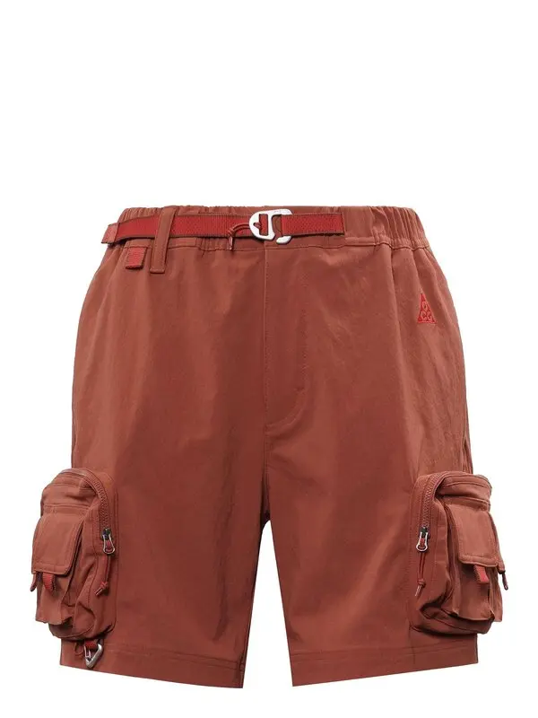 Nike Embroidered Logo Lacing Waterproof Cargo Shorts - Red