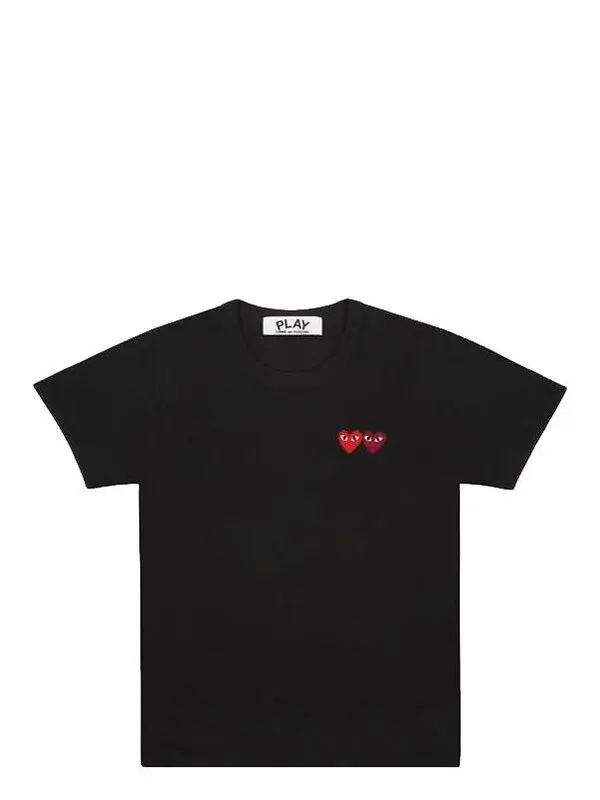 Play Comme Des Garcon Double Heart T-shirt - Black