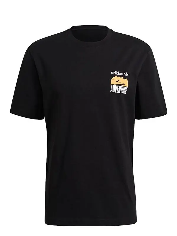 Adidas Originals Adv Mnt Back Te Athleisure Casual Sports Printing Round Neck Short Sleeve - Black
