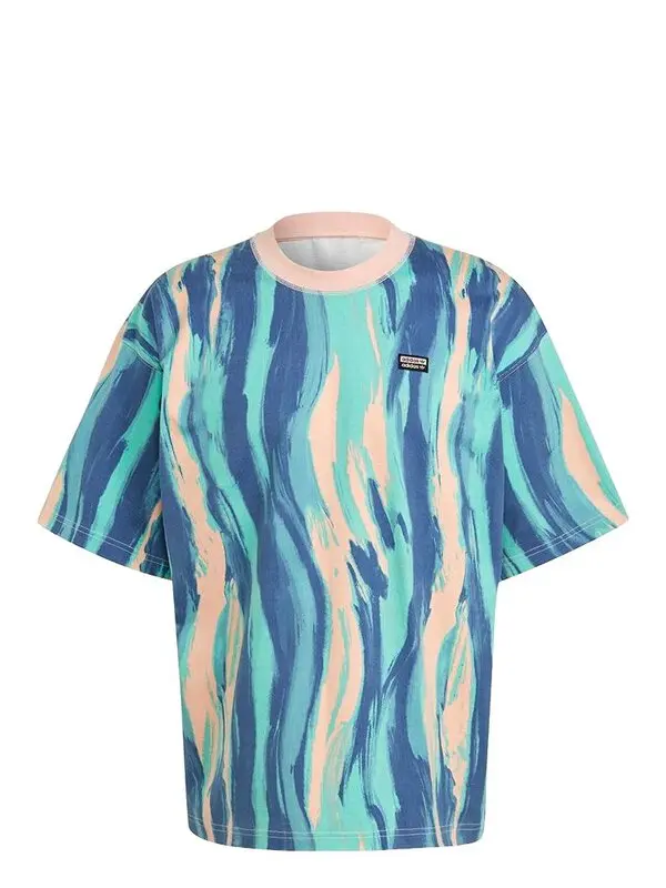 Adidas Originals Grx Dtc Tee Aop Large Printing Round Neck Sports Short Sleeve - Multi-color