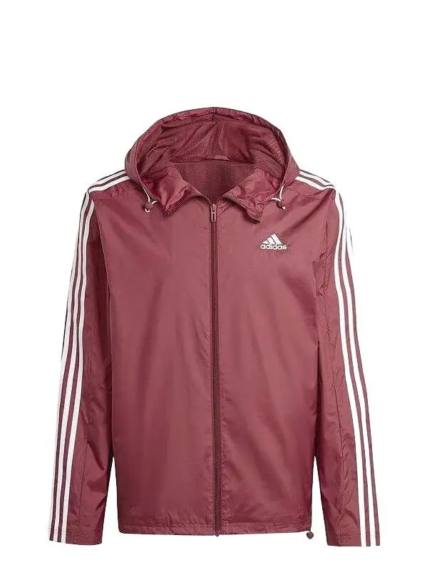 Adidas Essential 3-stripes Woven Windbreaker - Shadow Red