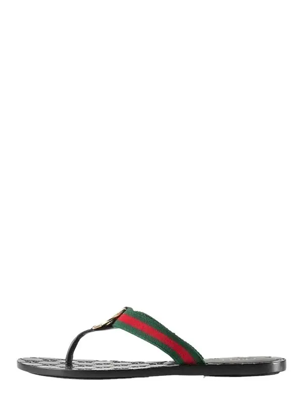 Gucci Gg Thong Web Sandal - Black/green