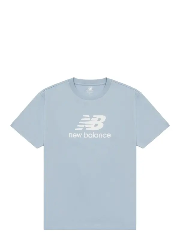 NEW BALANCE Essentials Stacked Logo Cotton T-shirt Asia Sizing 'blue White - Blue/white