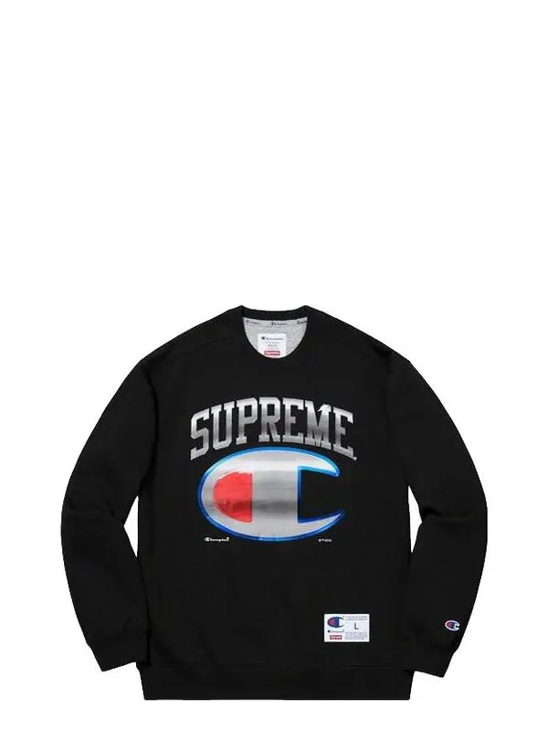 Supreme X Champion Chrome Logo Crewneck - Black
