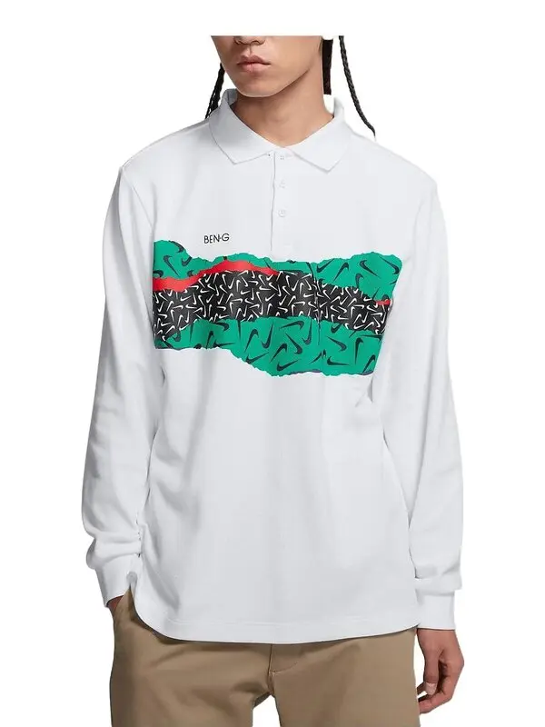 Nike Colorblock Logo Skateboard Long Sleeves Polo Shirt White - Multi-color