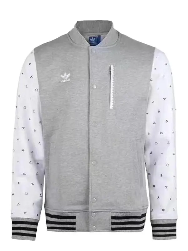 Adidas Originals Splicing Design Sleeve Pattern Long Sleeves Sports Jacket Gray - Default Color