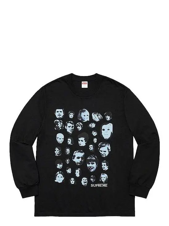 Supreme Fw19 Week 1 Faces L/s Tee Human Face Printing Long Sleeves - Black