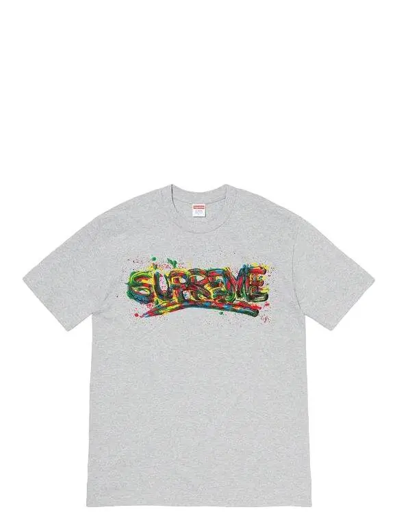 Supreme Ss20 Week 1 Paint Logo Tee Logo Tee - Grey