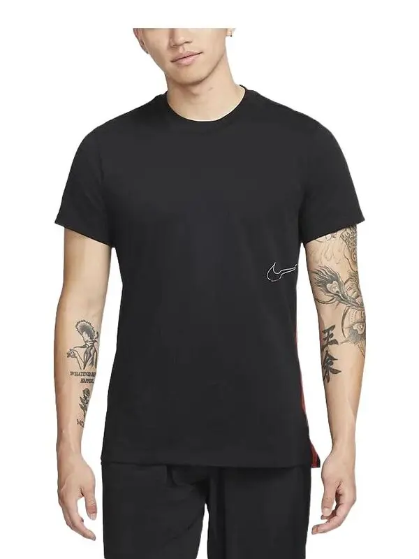 Nike Dri-fit Logo Solid Color Training Sports Short Sleeve Black T-shirt - Multi-color