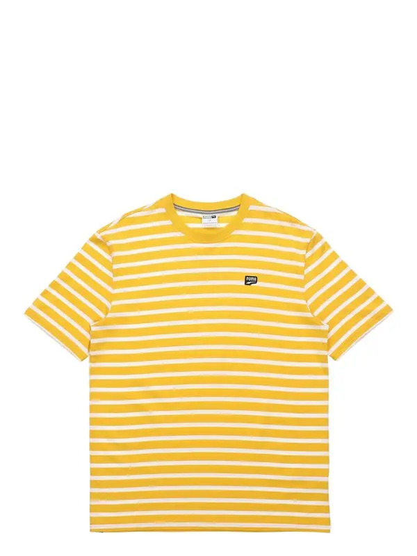 PUMA Downtown Strlped Stripe Round Neck Short Sleeve Color - Gold
