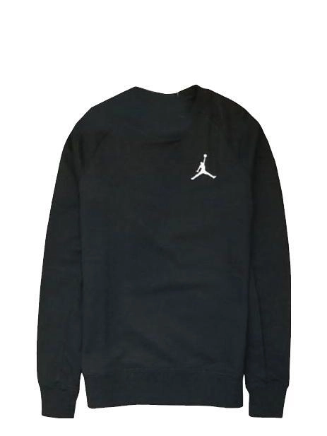JORDAN Solid Color Sports Round Neck Pullover Long Sleeves - Black