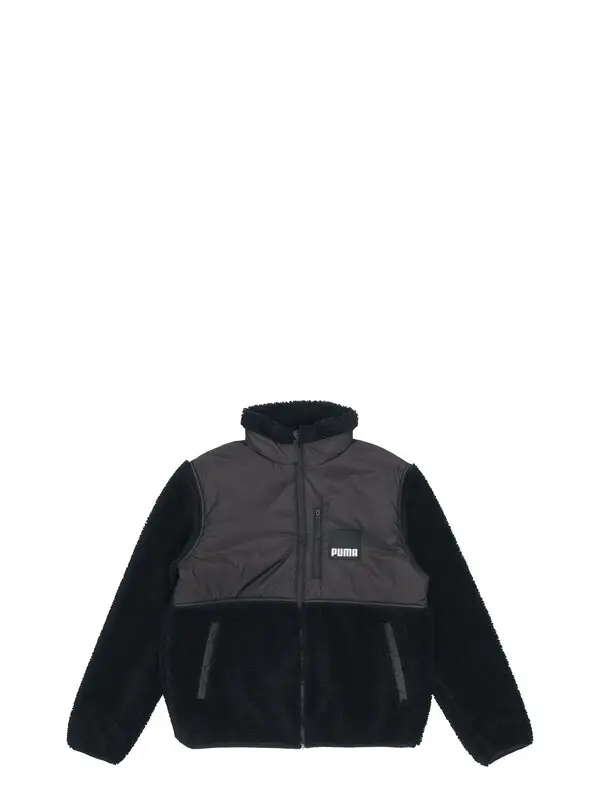 PUMA Sherpa Contrasting Colors Logo Jacket - Black