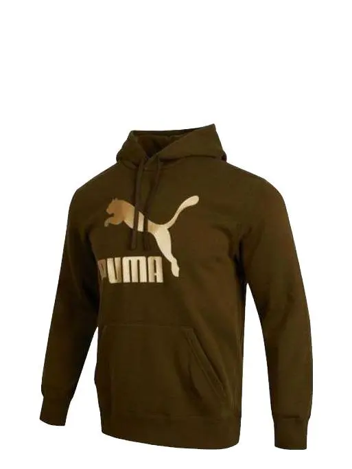 PUMA Classics Metallic Regular Fit Hoodie - Brown/gold