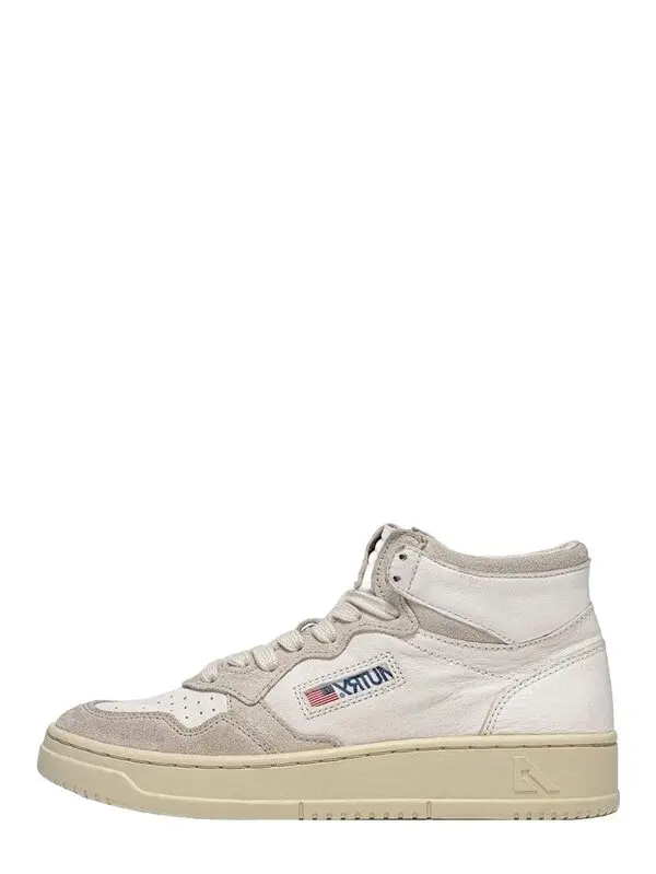 AUTRY Medalist Mid Leather And Suede Sneakers - White