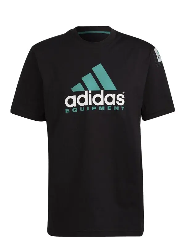 Adidas Large Logo Alphabet Printing Round Neck Short Sleeve T-shirt - Black