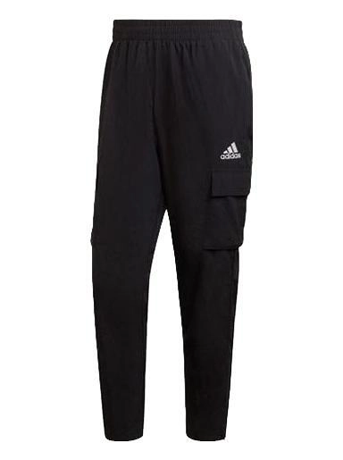 Adidas Solid Color Logo Cargo Pocket Casual Sports Pants/trousers/joggers Black - Multi-color