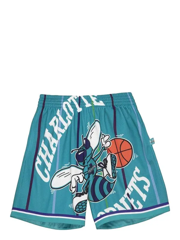 Mitchell & Ness X Nba Charlotte Hornets Big Face Basketball Shorts - Green