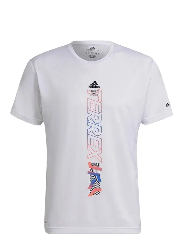 Adidas Contrasting Colors Alphabet Printing Round Neck Short Sleeve White Recycled Polyester T-shirt - Default Color
