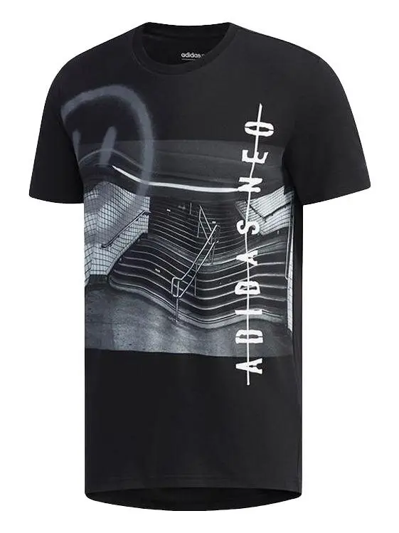 Adidas Neo M Fav Art Grf T Casual Sports Breathable Short Sleeve - Black