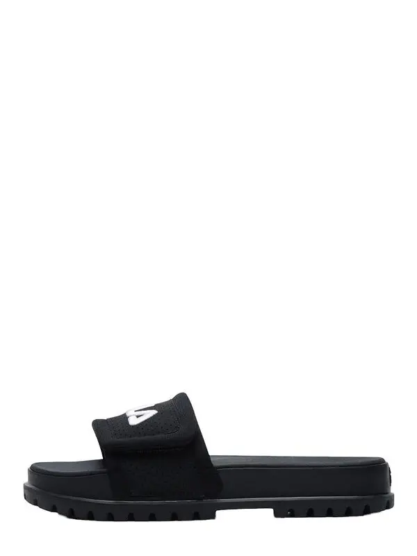 FILA Flat Heel Sports Slides With Logo Detailing - Black