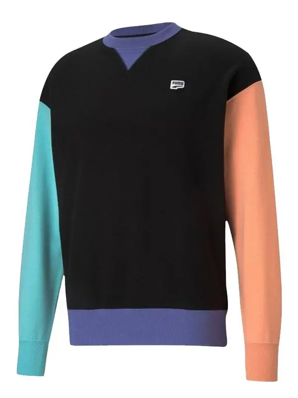PUMA Graphic Crew Neck Colorblock Sweater - Black