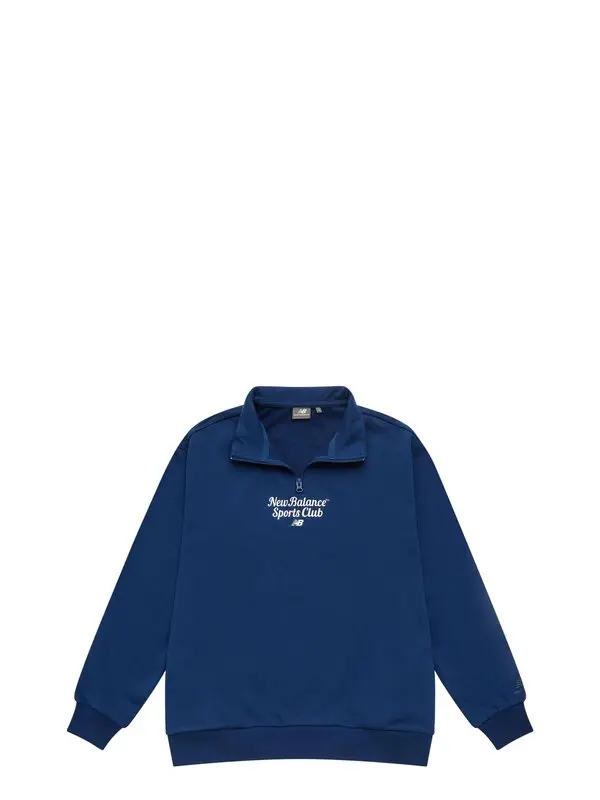 NEW BALANCE Sports Club Quarter Zip Polo Shirt - Blue/white