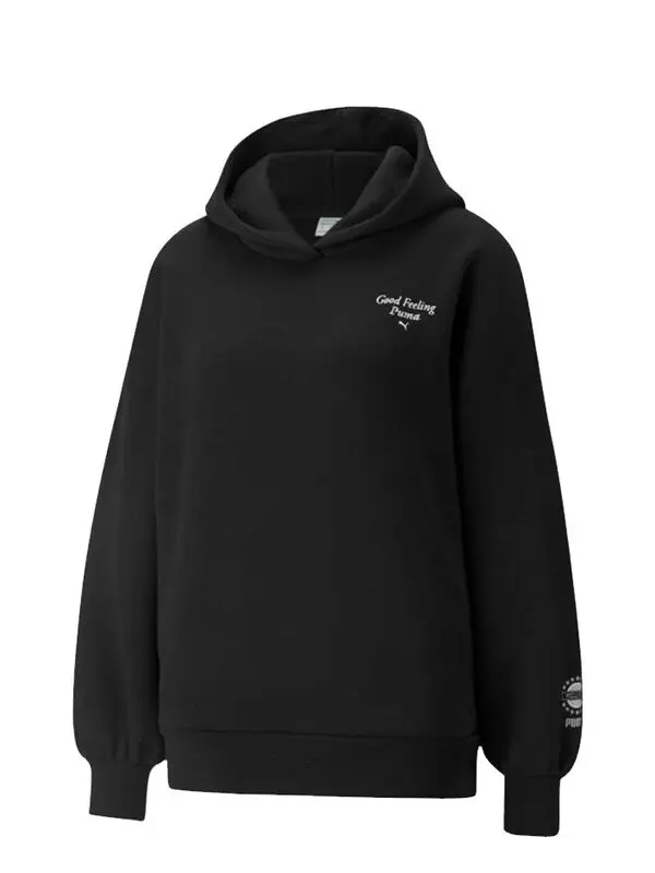 PUMA Logo Wellness Club Crew Hoodie - Black