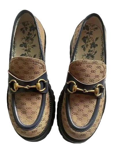 Gucci Gg Horsebit Loafers - Beige/brown