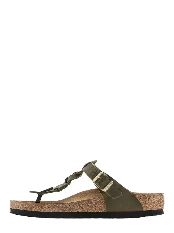 BIRKENSTOCK Gizeh Braided Leather Thong Sandals - Olive Green