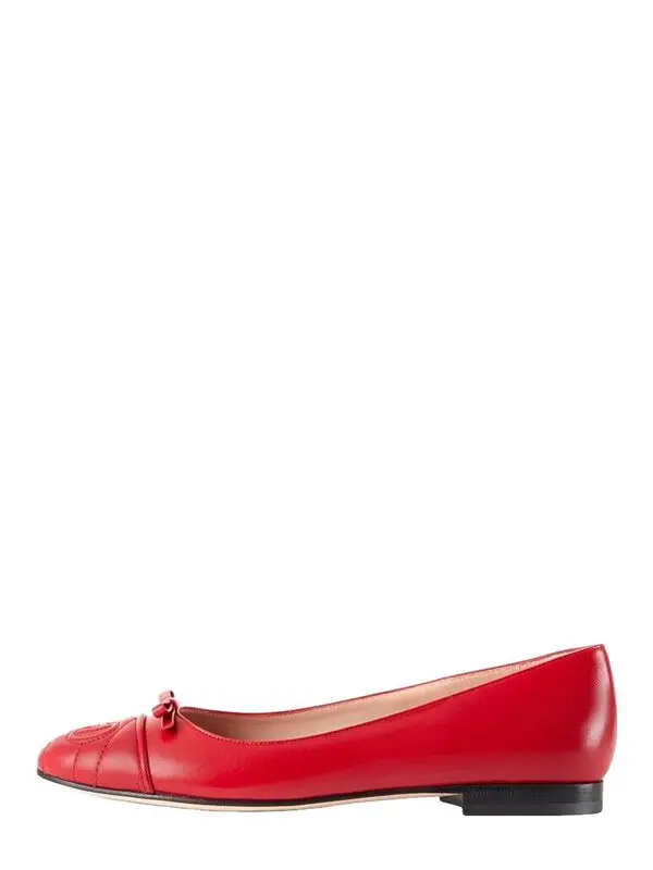 Gucci Ballet Flat With Double G Detailing - Red