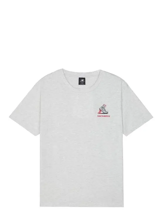 NEW BALANCE Logo Embroidered Round Neck Short Sleeve Gray T-shirt - Grey