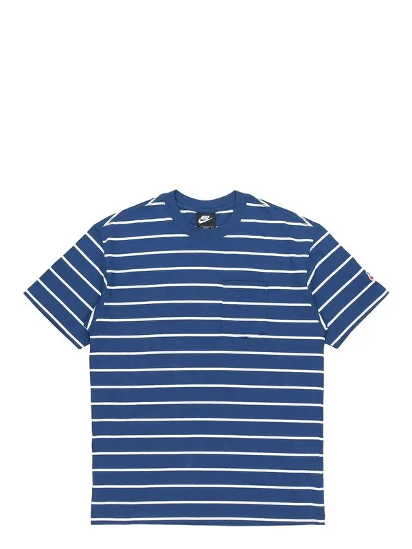 Nike Sports Stripe Round Neck Short Sleeve - Blue