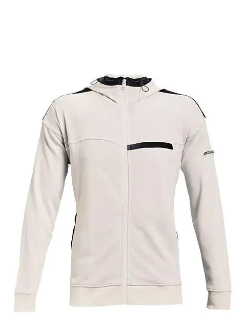 Under Armour Rival Terry Amp Casual Sports Zipper Hooded Jacket - Ivory