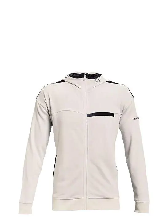 Under Armour Rival Terry Amp Casual Sports Zipper Hooded Jacket - Ivory