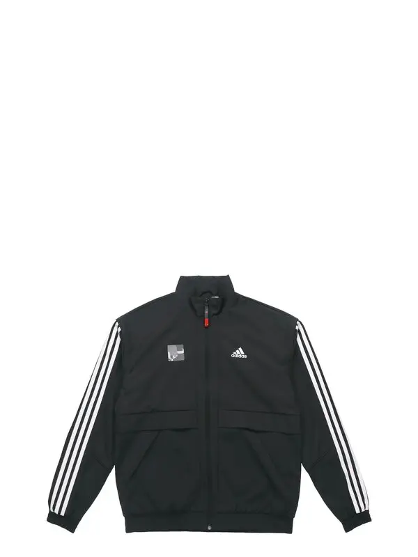 Adidas Stand Collar Zip Up Jacket With Fleece Lining - Black