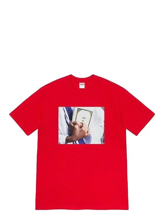 Supreme Fw19 Week 7 Bible Tee Printing Short Sleeve - Red