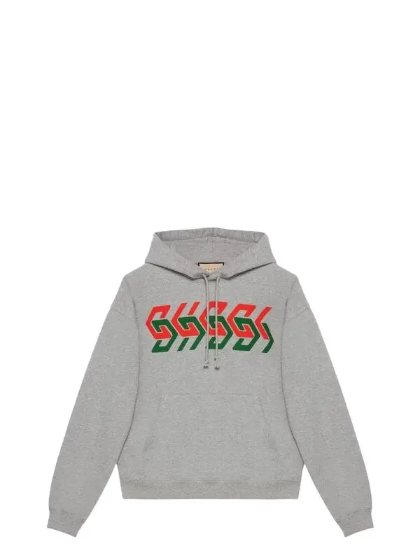 Gucci Chain Print Hooded Sweatshirt - Grey